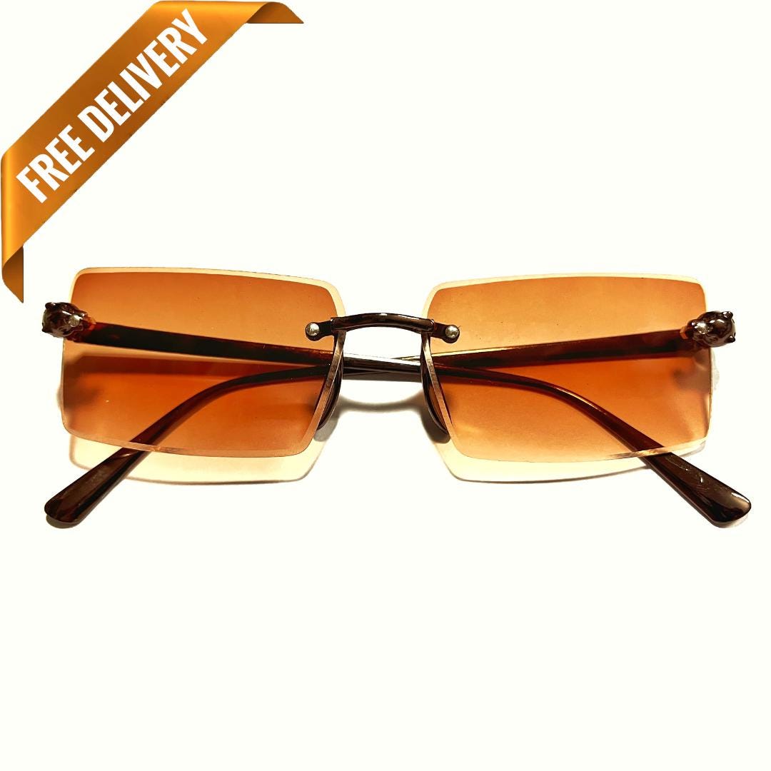 Retro Vintage Style Mod Rectangular Brown Angled Sunglasses - Etsy