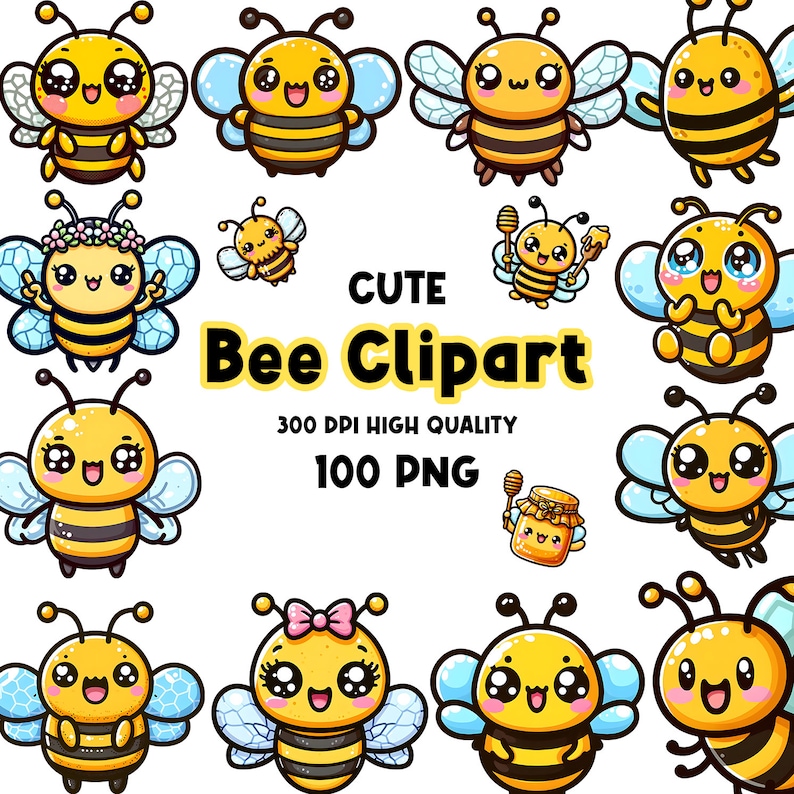 Cute Bee Clipart Honey Bee 100 PNG High Quality Clip Art Bee Sticker ...