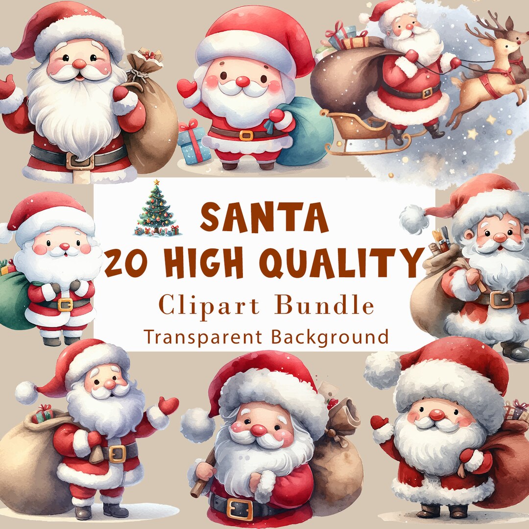 Cute Santa Clipart, 20 High Quality Png , Christmas Clip Art ...