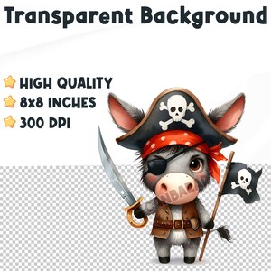 Cute Pirate Animals Clipart 300 DPI Transparent Background, Ideal for ...