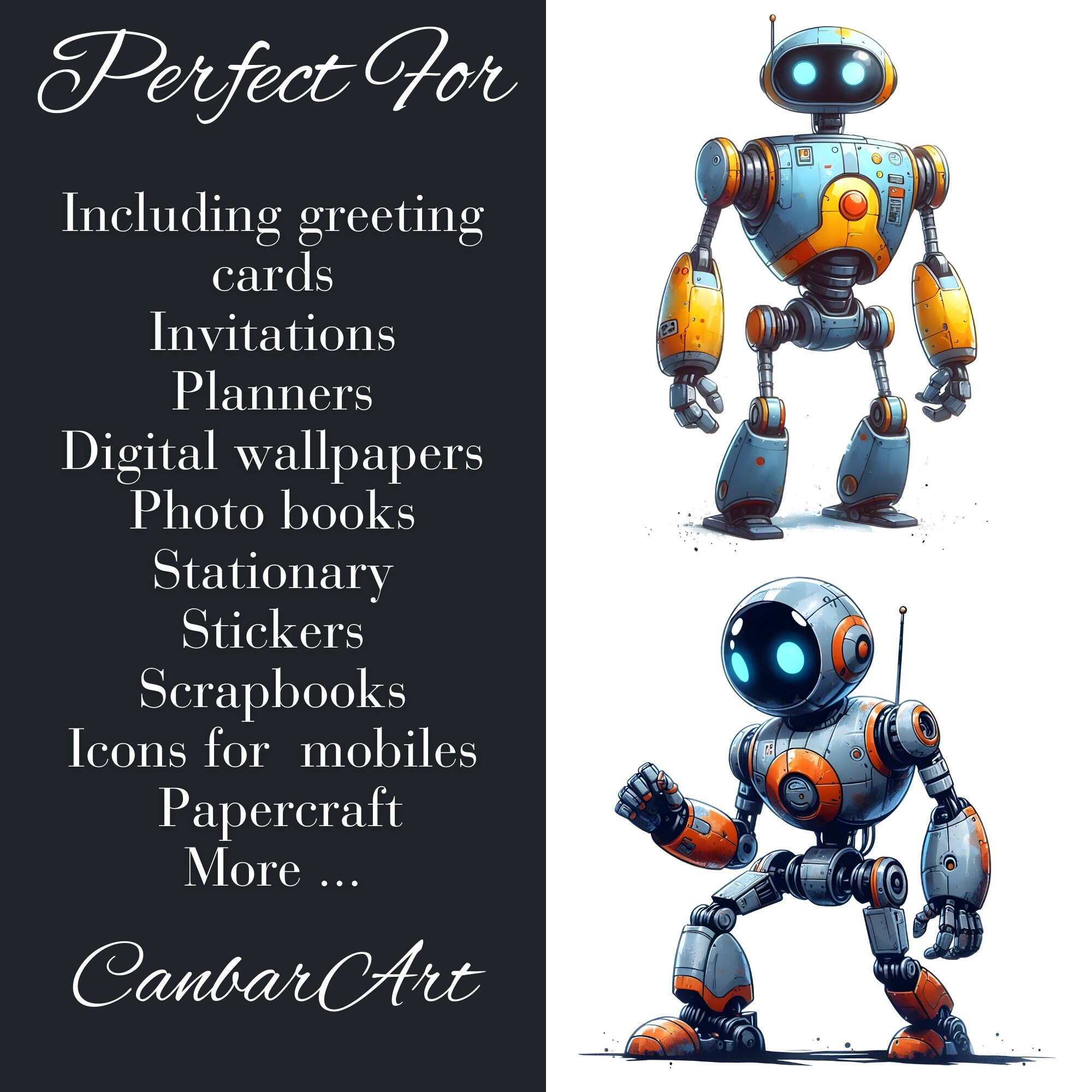 Robot Clipart Set 300 DPI, High-resolution, Transparent Background for ...