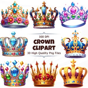 Crown Clipart Set 300 DPI, High-resolution, Transparent Background for ...