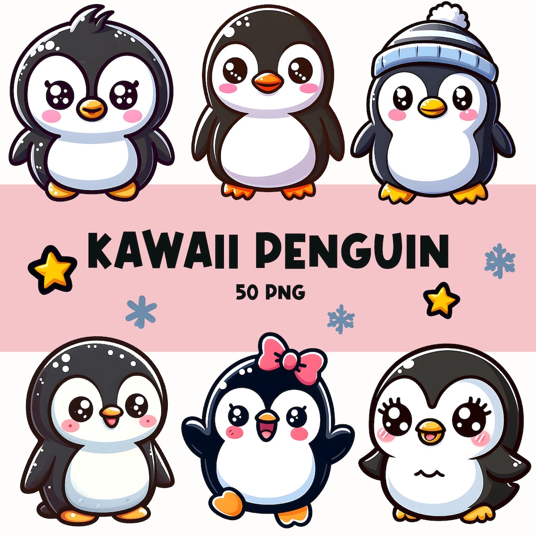 Kawaii Penguin Clipart Winter Clipart Cute Penguin Png Digital Sticker ...
