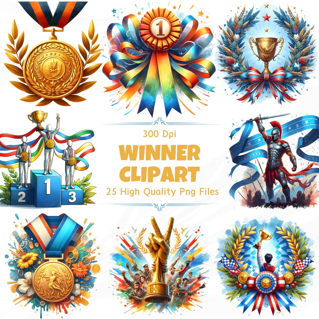 Winner Clipart Set 300 DPI, High-resolution, Transparent Background for ...