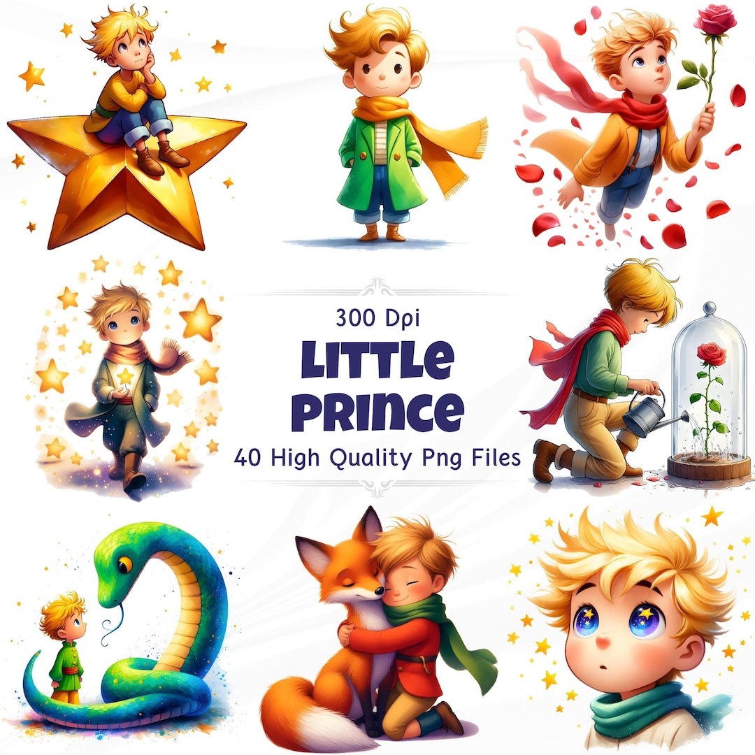 Watercolor Little Prince Clipart Set 300 DPI, High-resolution ...