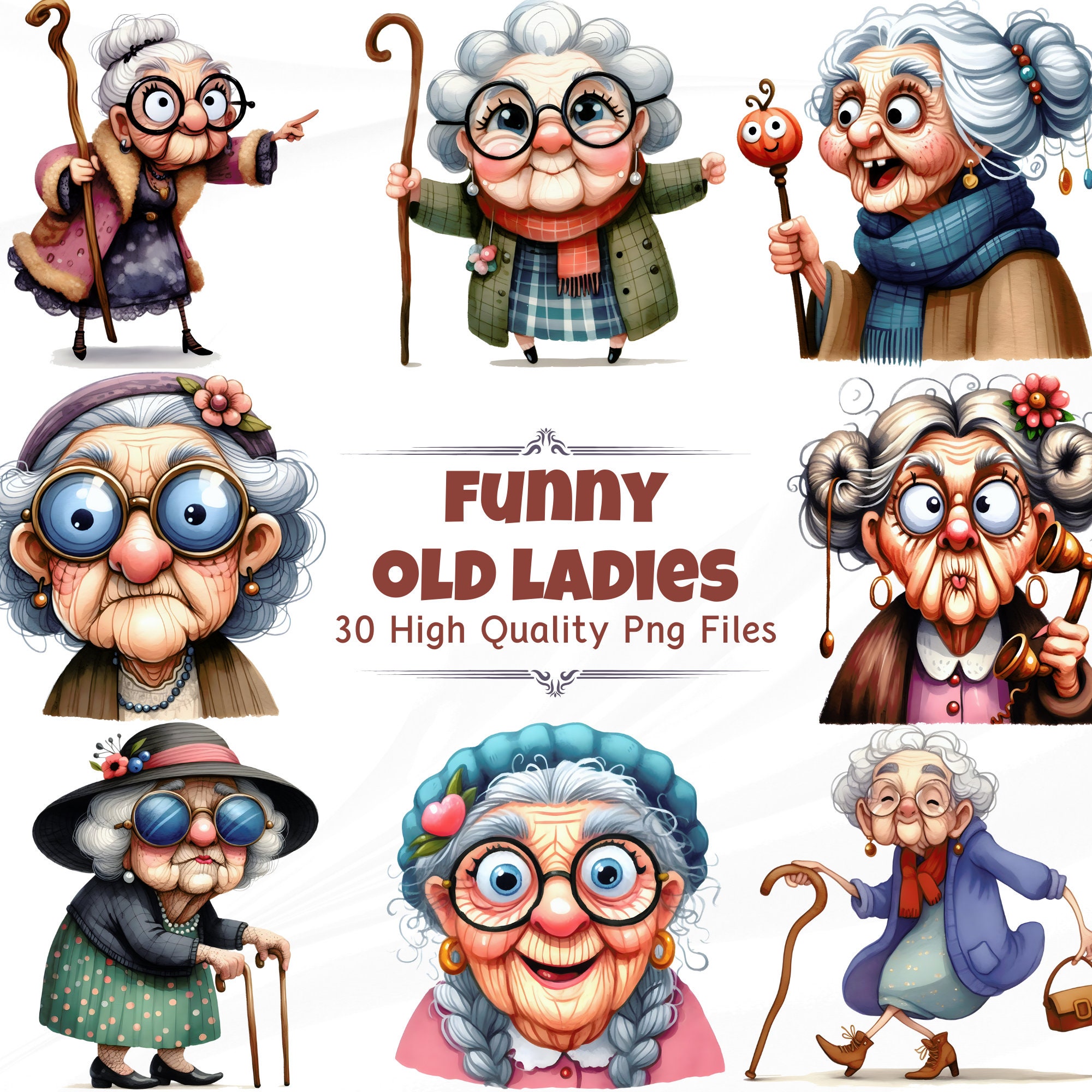 Funny Old Ladies Clipart Collection High-quality 300 DPI, Funny Old ...