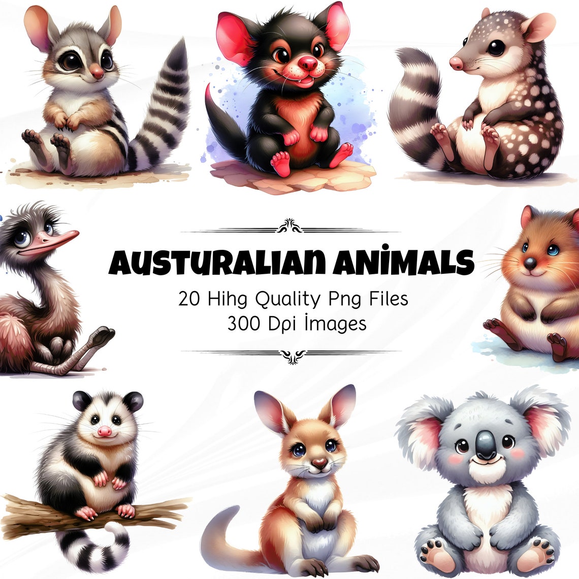 Australian Animal Clipart Set 20 High-quality PNG Graphics, Perfect for ...