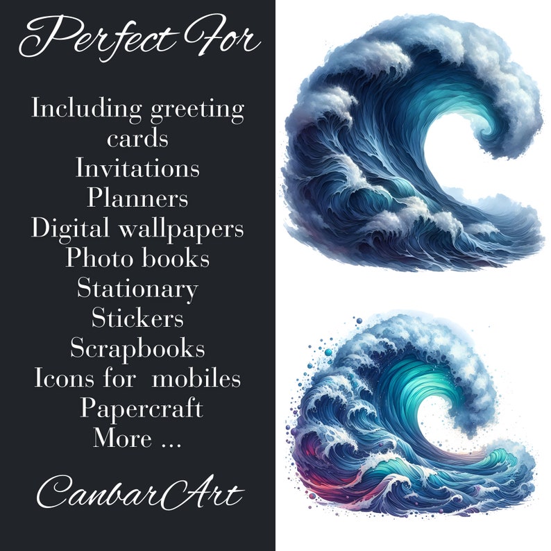 Watercolor Wave Clipart Set 300 DPI, High-resolution, Transparent ...