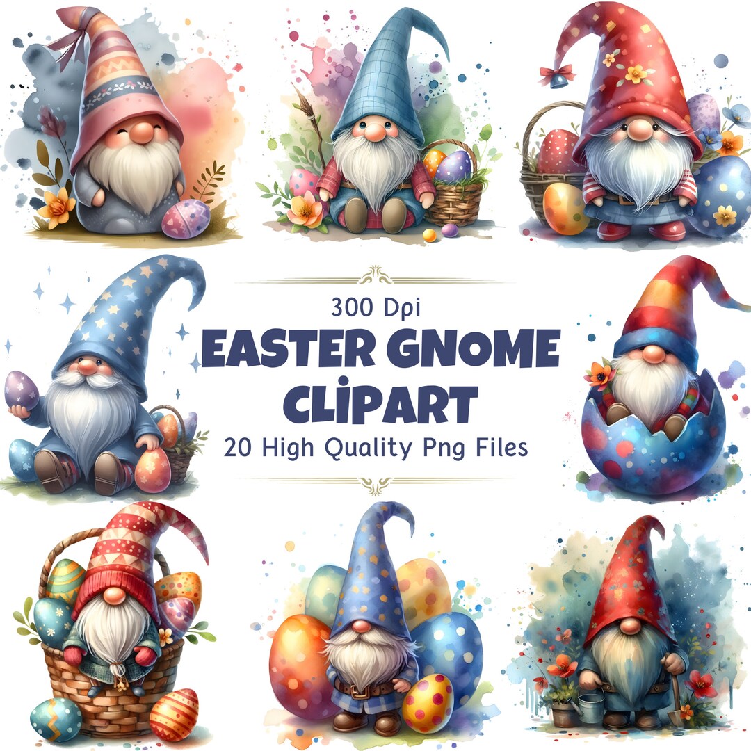 Watercolor Easter Gnome Clipart High Quality 300 DPI, Transparent ...