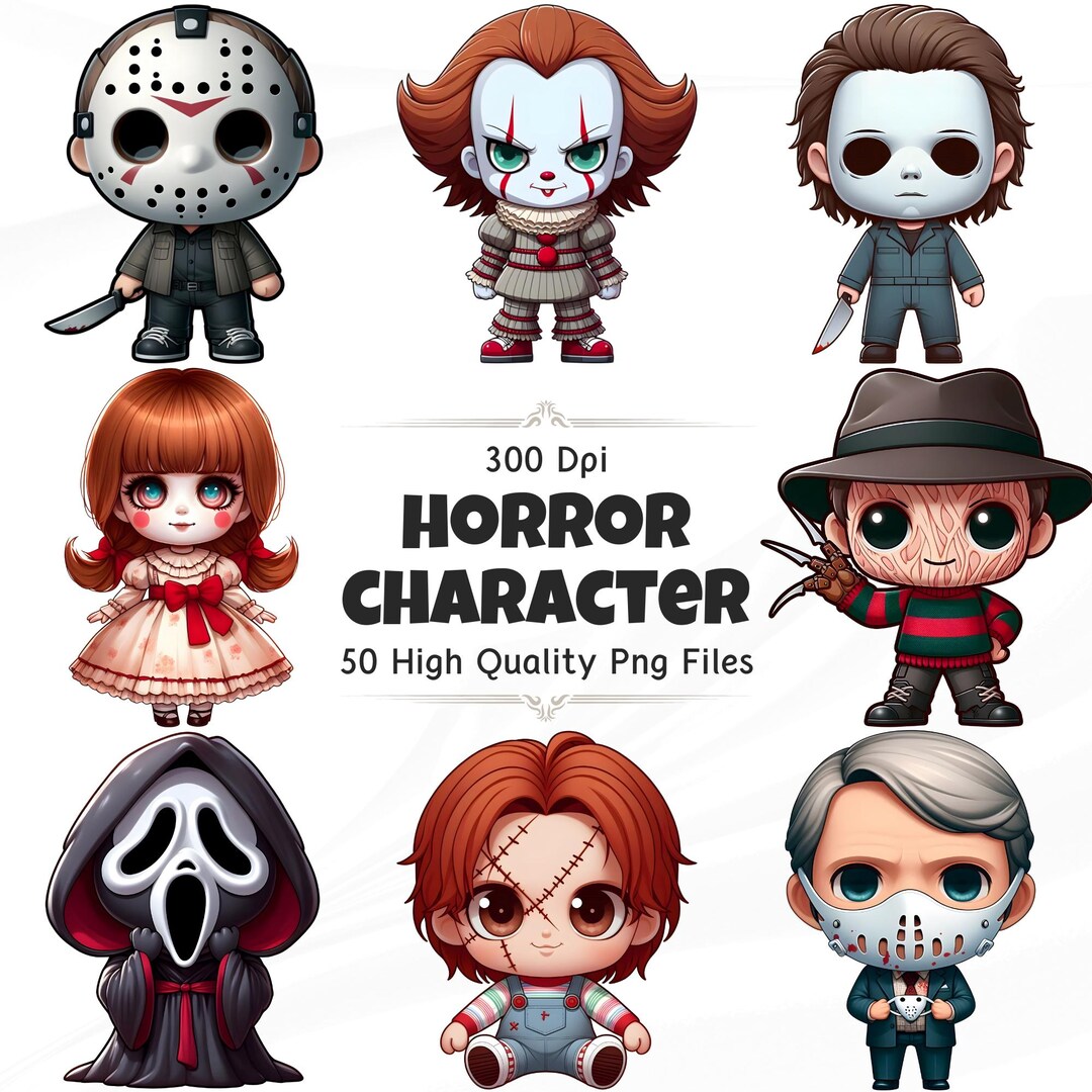 Horror Characters Clipart Set 300 DPI, High-resolution, Transparent ...