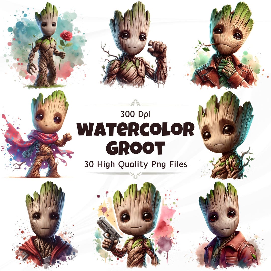 Watercolor Groot Clipart Set 300 DPI, High-resolution, Transparent ...