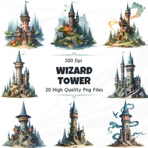 Wizard Tower Clipart Set 300 DPI, High-resolution, Transparent ...