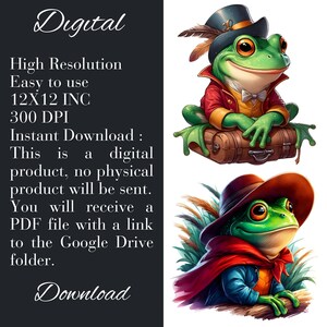 Cute Cartoon Frog Clipart Set 300 DPI, High-resolution, Transparent ...