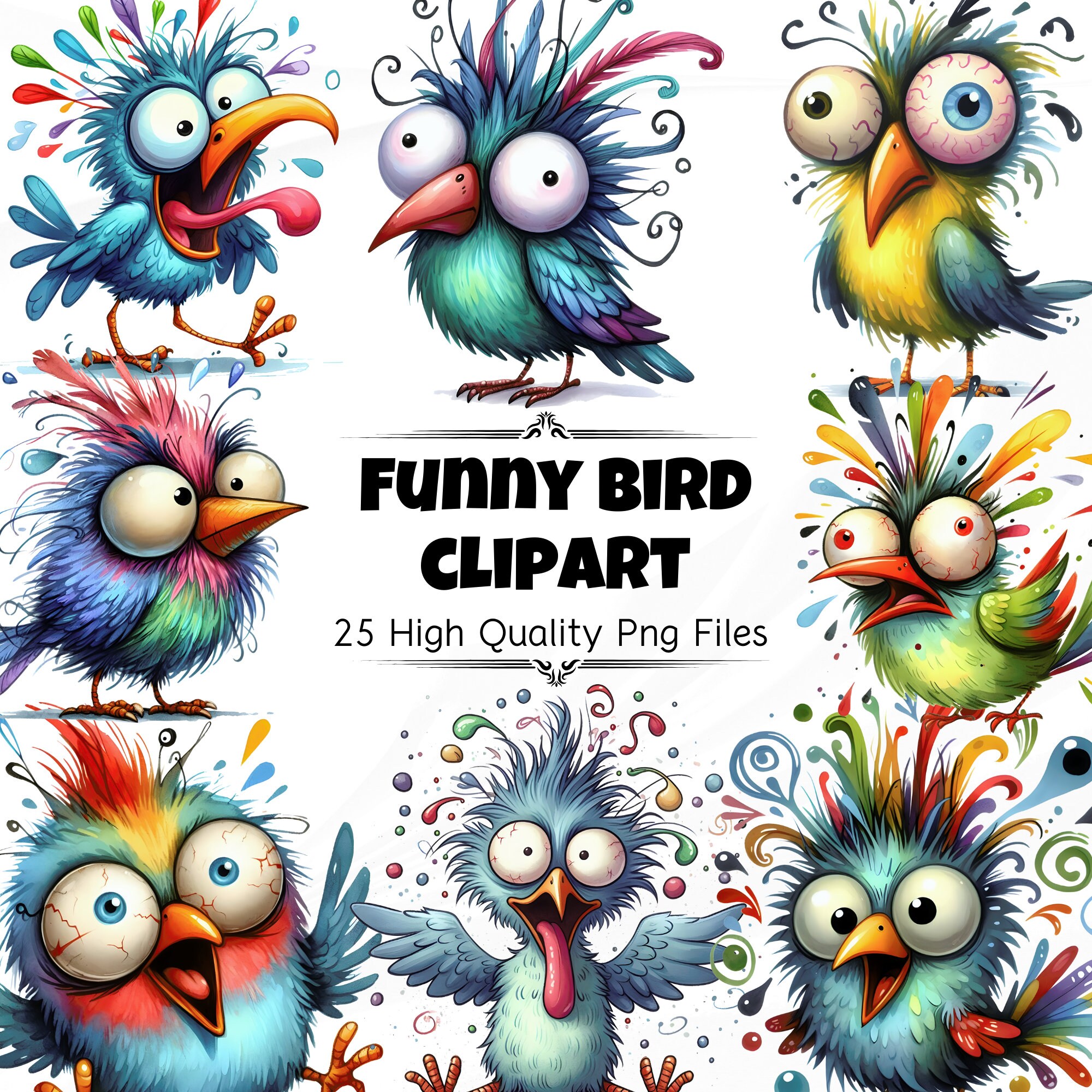 Funny Bird Clipart Set 20 High-res PNG Images, Commercially Licensed ...