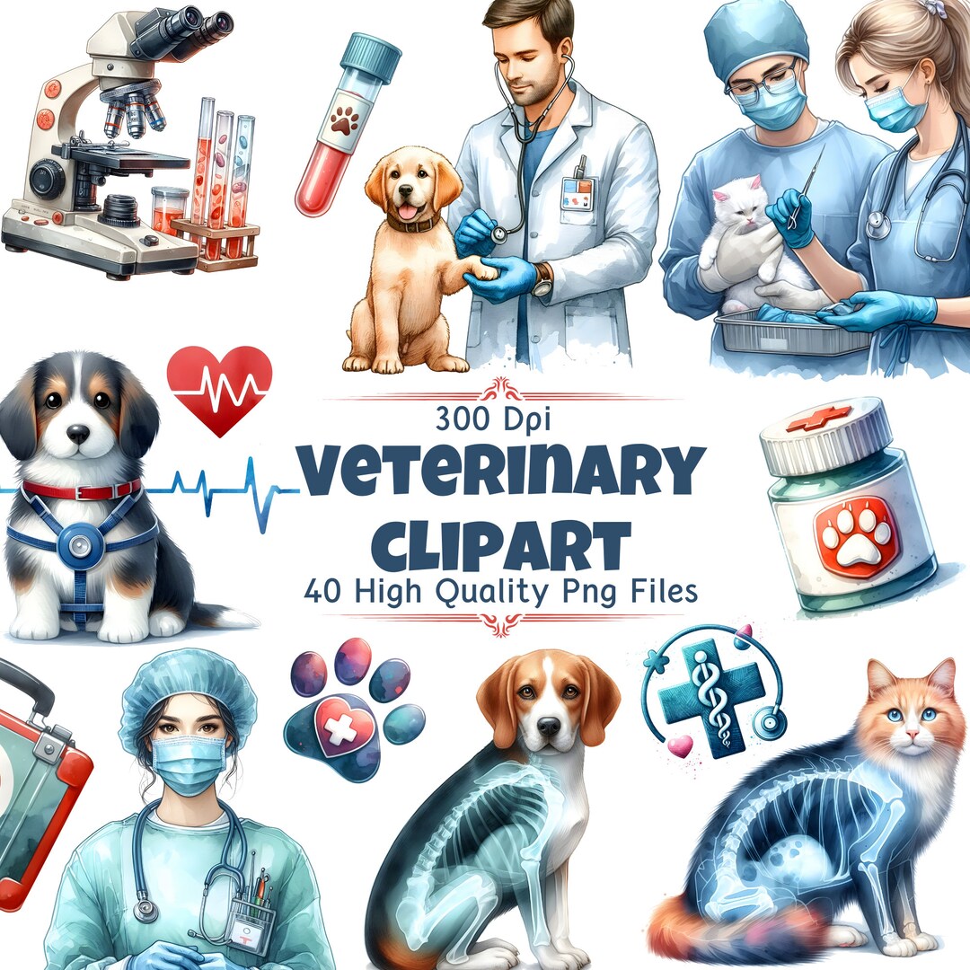 Veterinary Clipart Set 300 DPI High Quality PNG, Transparent Background ...