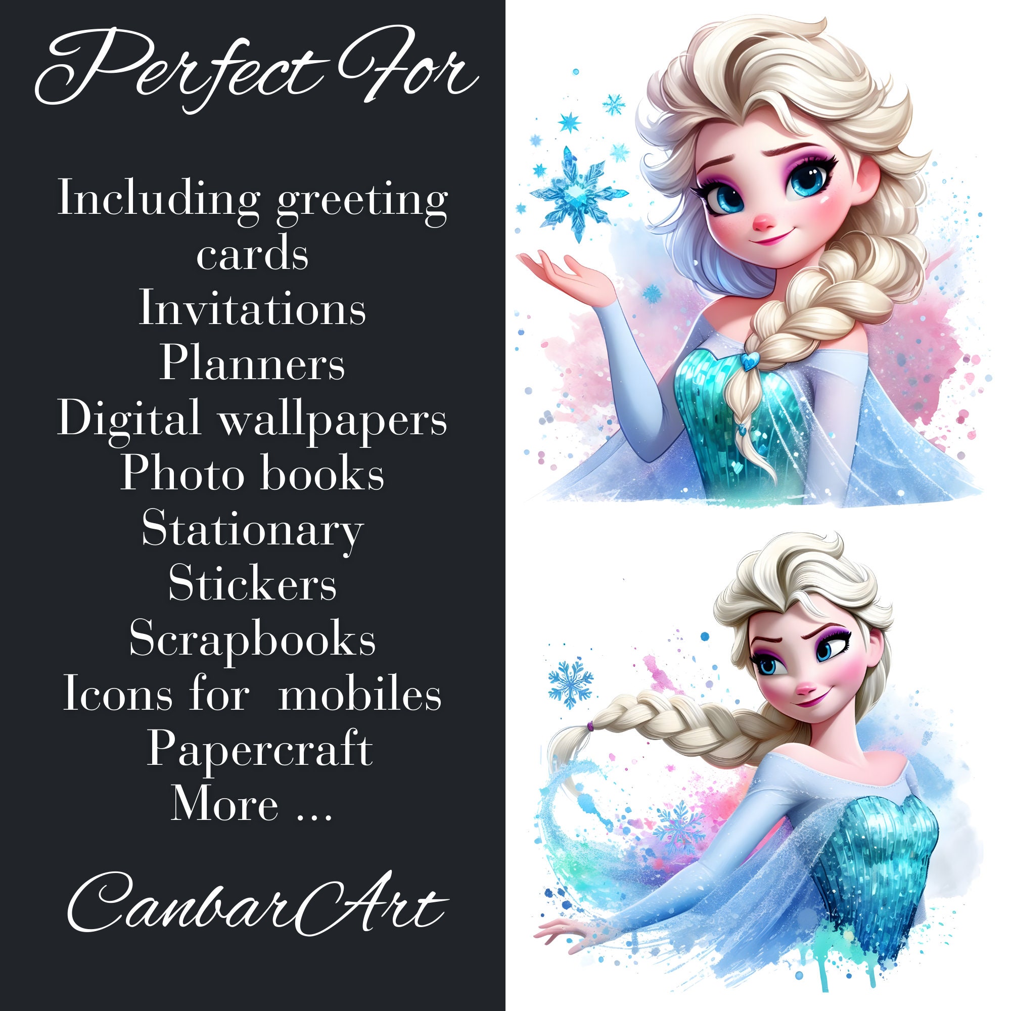 Frozen Princess Clipart Set 300 DPI, High-resolution, Transparent ...