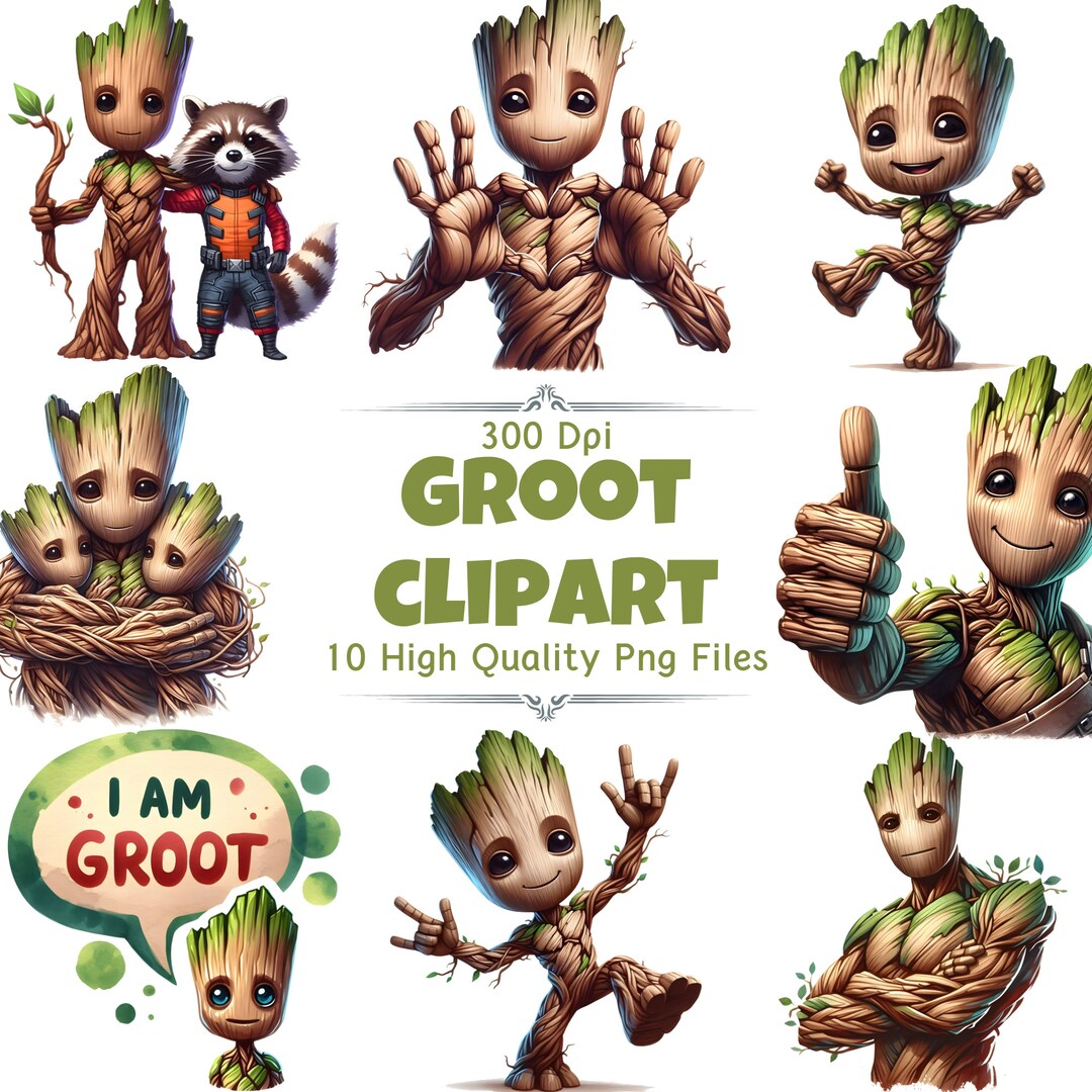 Groot Clipart Set 300 DPI, High-resolution, Transparent Background ...