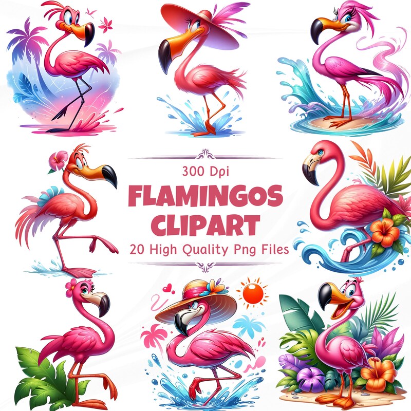 Flamingo Clipart - Etsy