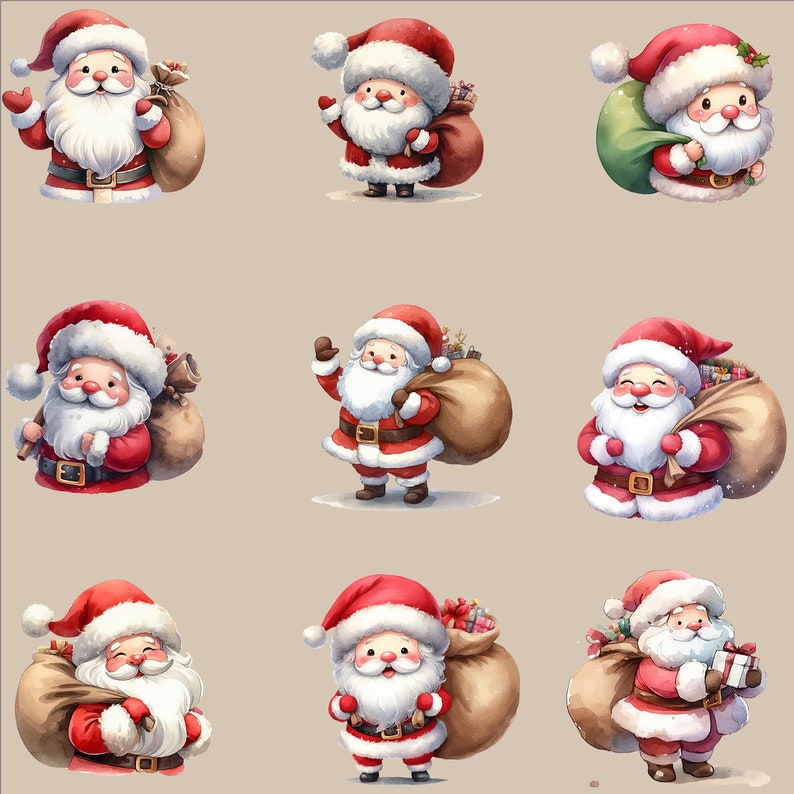 Cute Santa Clipart, 20 High Quality Png , Christmas Clip Art ...