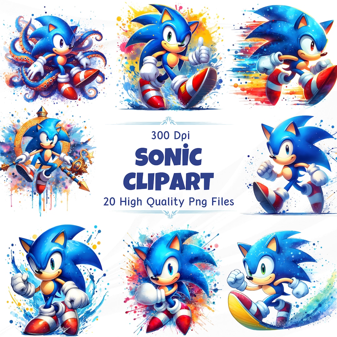 Sonic Clipart Set 300 DPI, High-resolution, Transparent Background ...