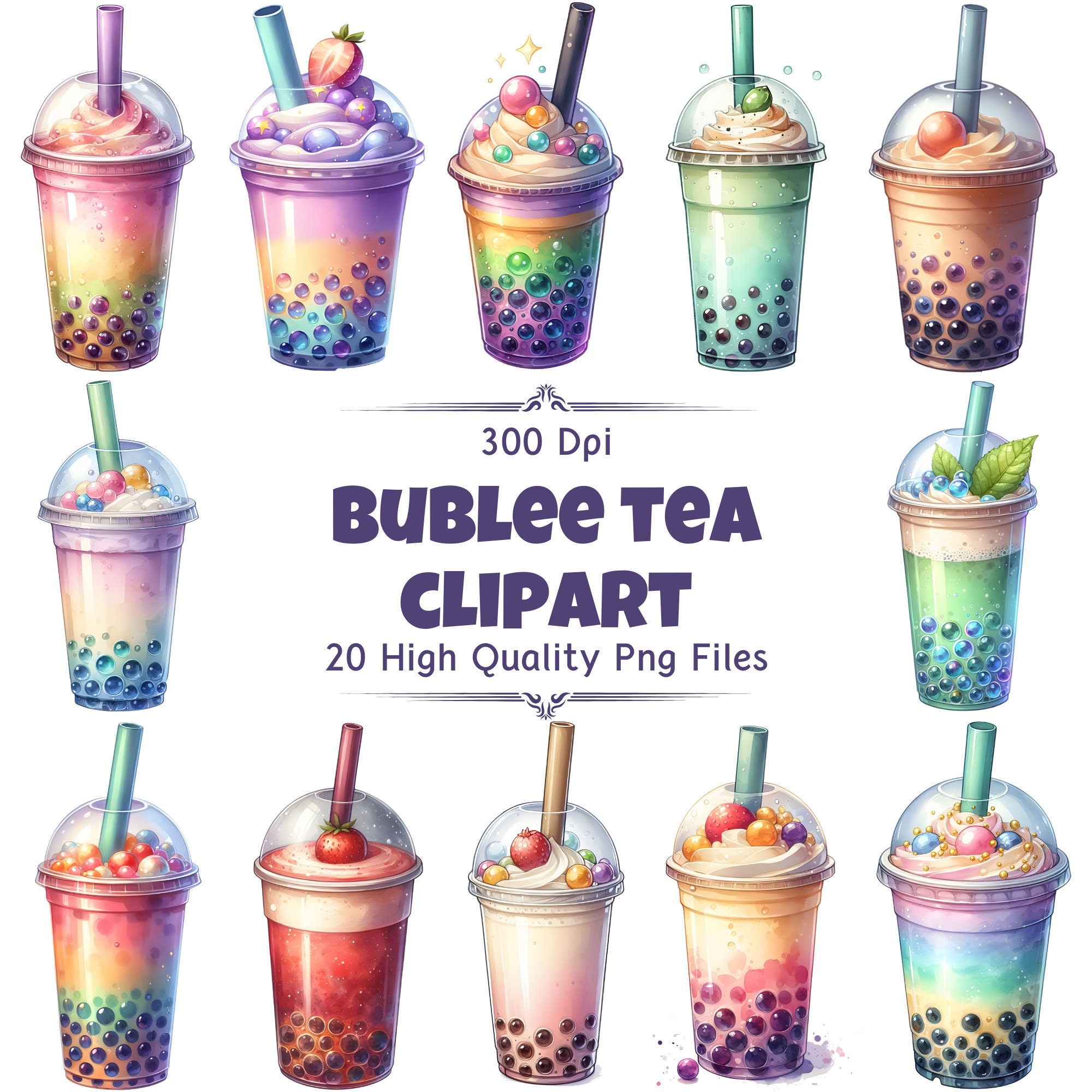 Bubble Tea Clipart Set 300 DPI High-quality Images, Boba Tea Clipart ...