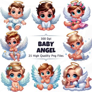 Cute Baby Angel Clipart Set 300 DPI, High-resolution, Transparent Background for Commercial Use ...