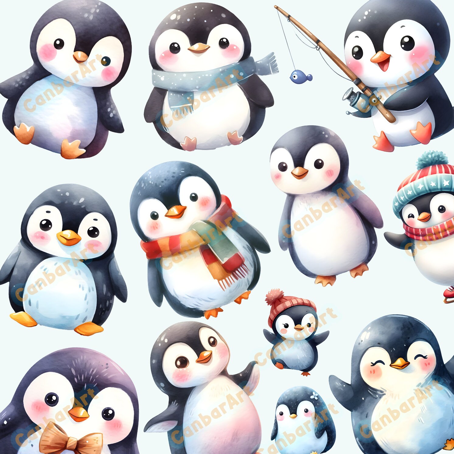 Christmas Penguin Clipart, Png Images, Digital Download, Winter Animal ...