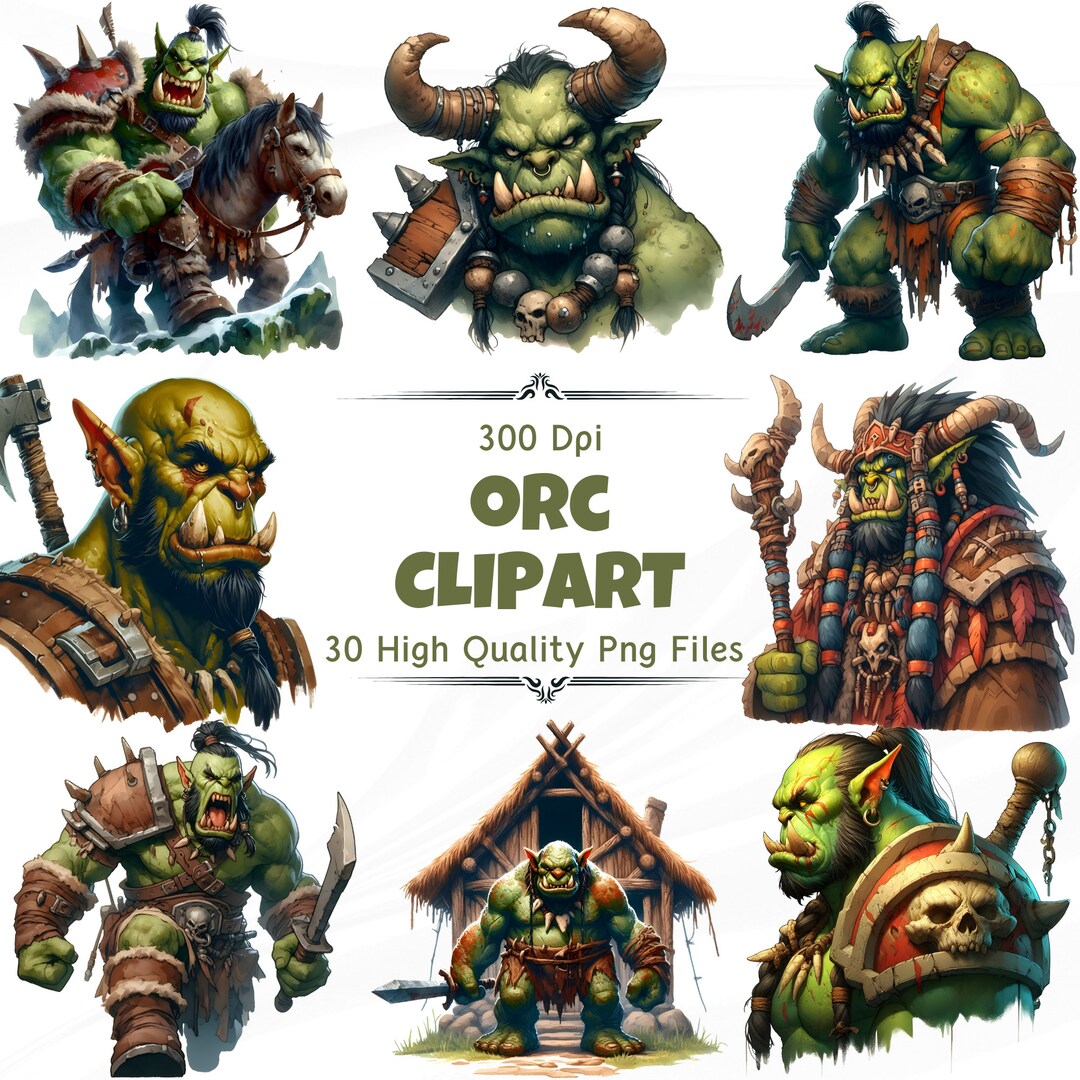 Fantasy Orc Clipart Set 300 DPI, High-resolution, Transparent ...