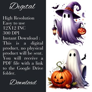 Halloween Ghosts Clipart Set 300 DPI, High-resolution, Transparent ...