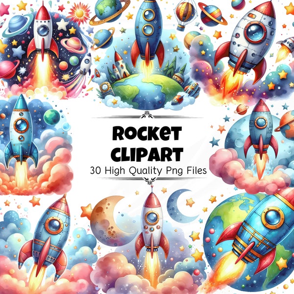 Rocket Clipart - Etsy