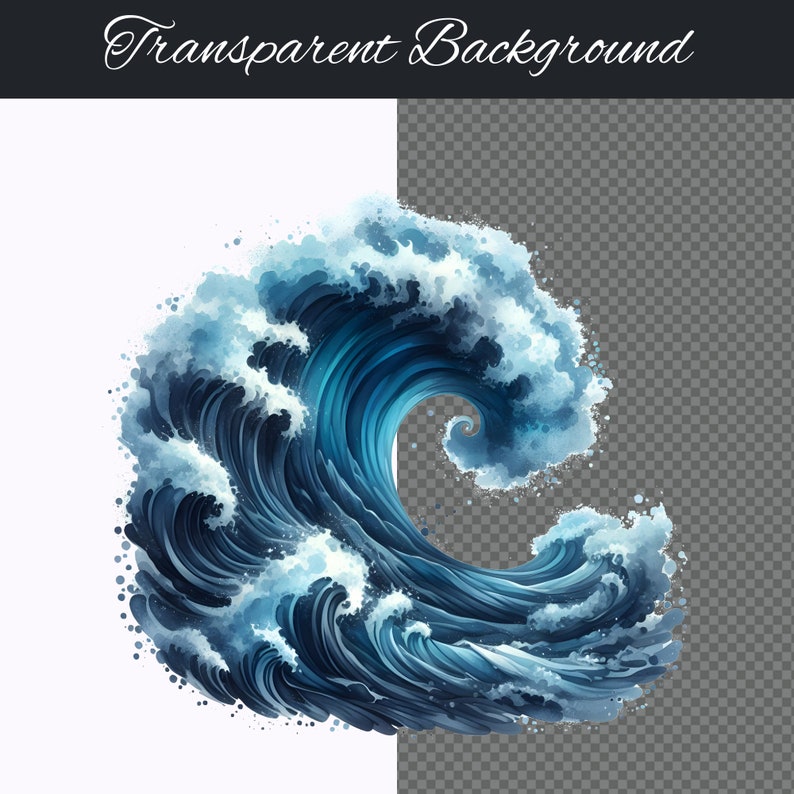 Watercolor Wave Clipart Set 300 DPI, High-resolution, Transparent ...