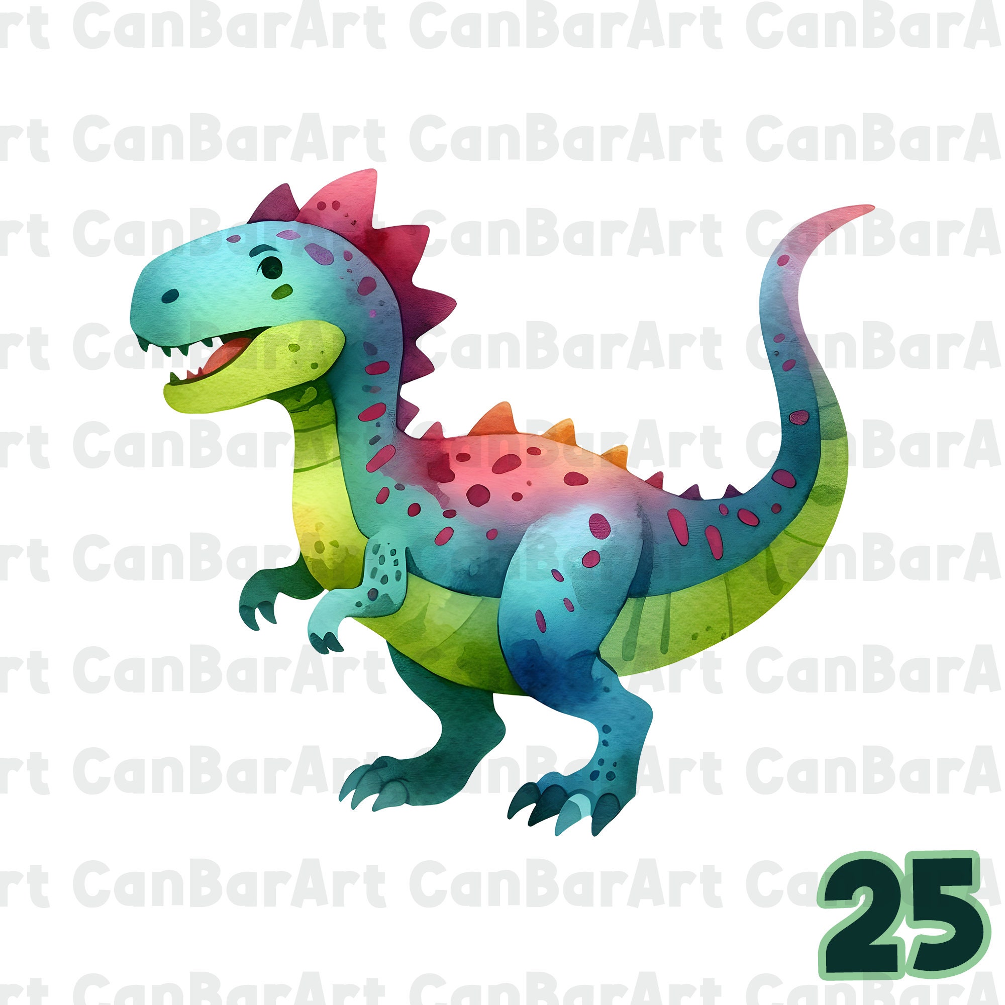 Watercolor Dinosaur Clipart Commercial Use Cute Colorful Dinosaur Clip ...
