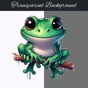 Cute Cartoon Frog Clipart Set 300 DPI, High-resolution, Transparent ...