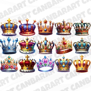 Crown Clipart Set 300 DPI, High-resolution, Transparent Background for ...