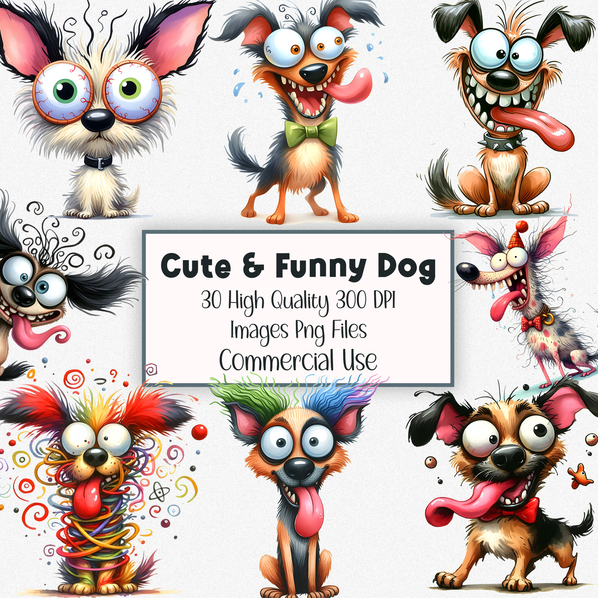 Cute and Funny Dog Clipart 30 High Quality 300DPI PNG Images Commercial ...