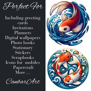 Koi Fish Clipart Set 300 DPI, High-resolution, Transparent Background ...