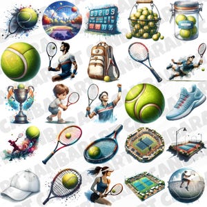 Tennis Clipart Set 300 DPI, High-resolution, Transparent Background for ...