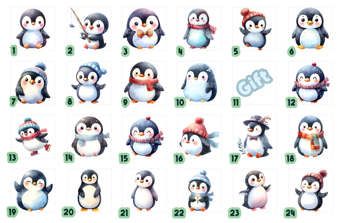 Christmas Penguin Clipart, Png Images, Digital Download, Winter Animal ...
