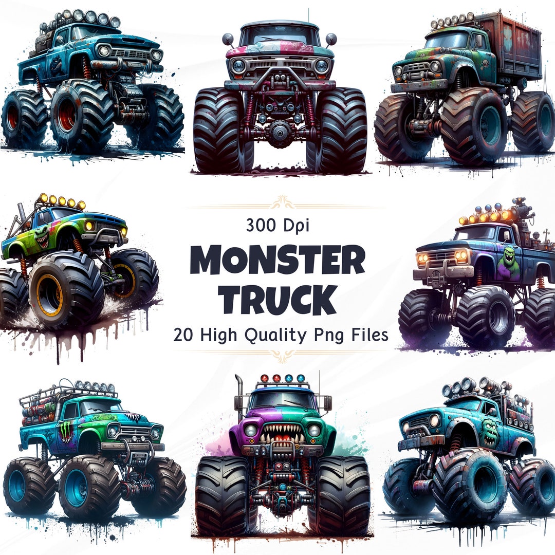 Monster Truck Clipart Set 300 DPI, High-resolution, Transparent ...