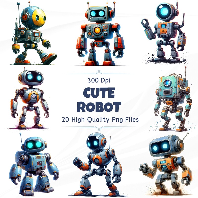 Robot Clip Art - Etsy
