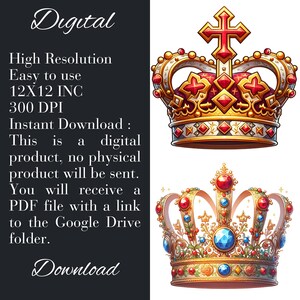 Crown Clipart Set 300 DPI, High-resolution, Transparent Background for ...
