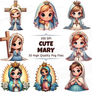 Cute Mary Clipart Set 300 DPI, High-resolution, Transparent Background ...
