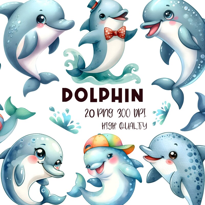 Dolphin Clipart - Etsy