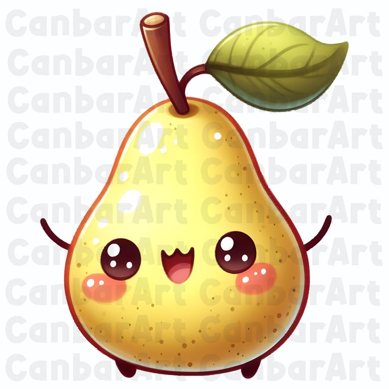 Kawaii Fruits Clipart, 24 Png Cute Fruits, Commercial Use, Banana ...