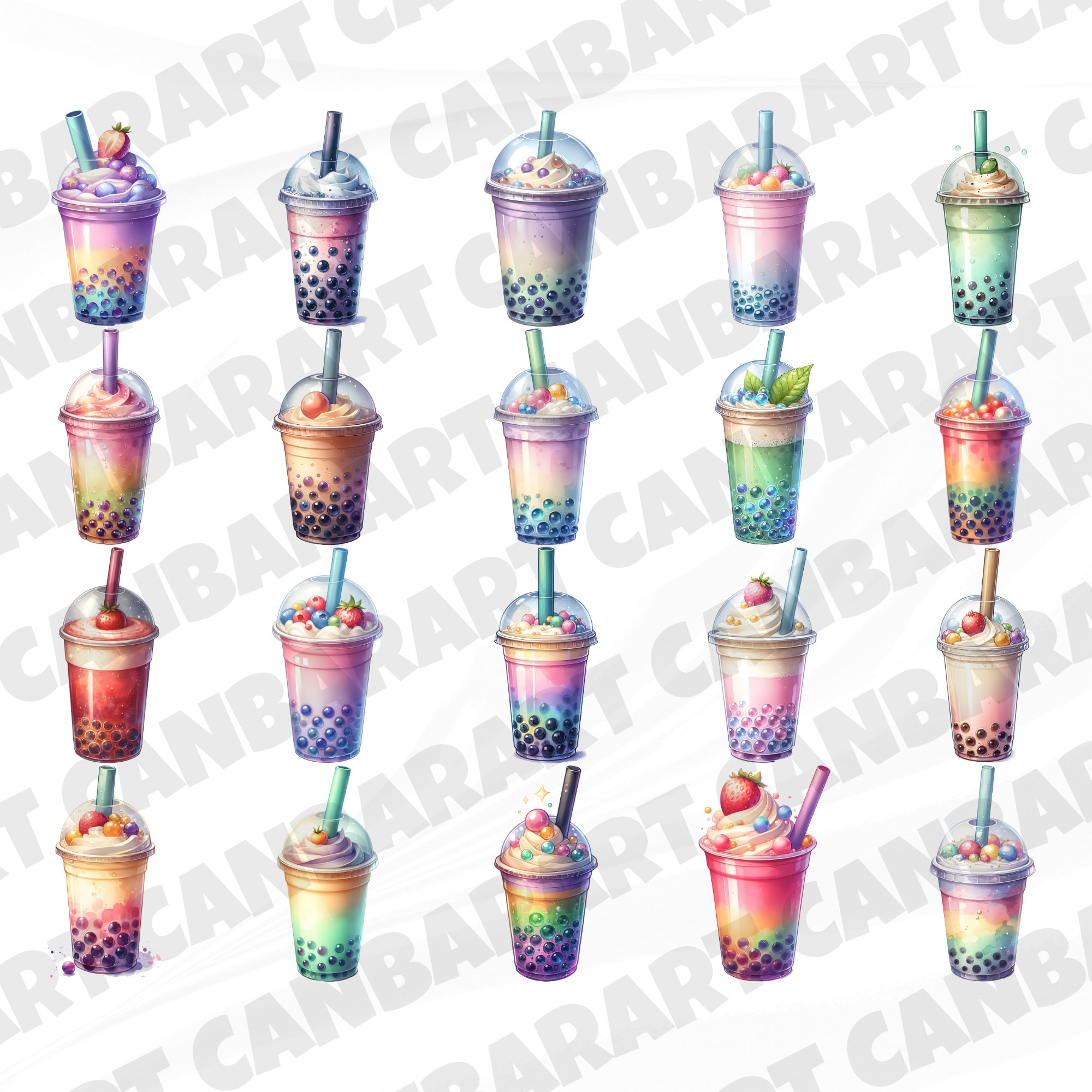 Bubble Tea Clipart Set 300 DPI High-quality Images, Boba Tea Clipart ...