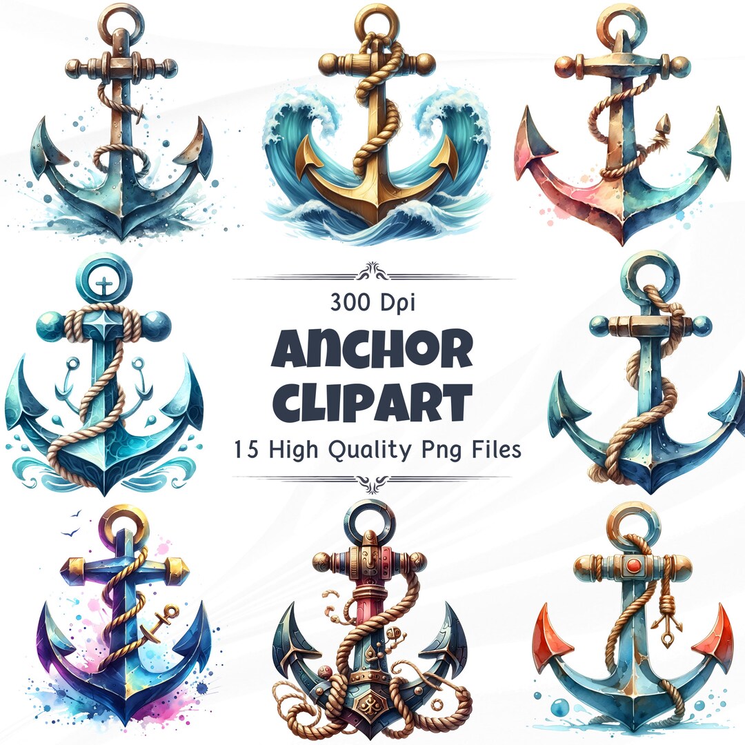 Anchor Clipart Set 300 DPI, High-resolution, Transparent Background for ...