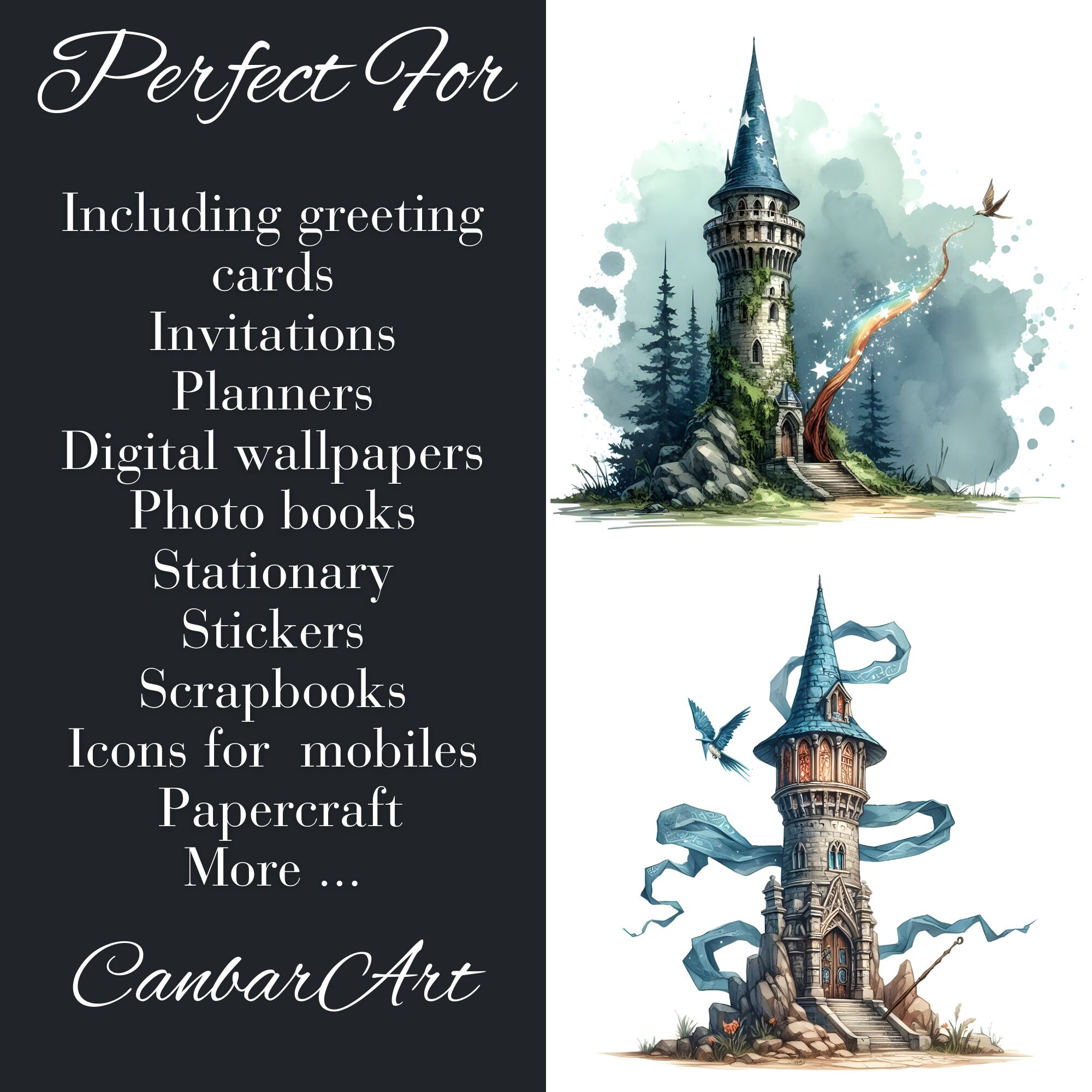 Wizard Tower Clipart Set 300 DPI, High-resolution, Transparent ...