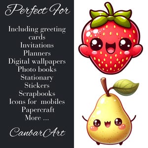 Kawaii Fruits Clipart Set 300 DPI, High-resolution, Transparent ...