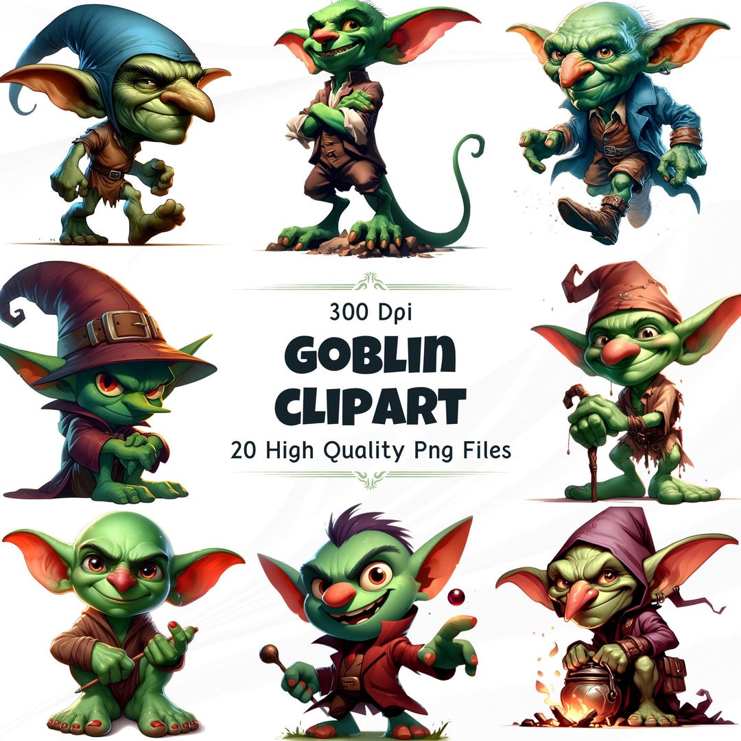 Goblin Clipart Set 300 DPI, High-resolution, Transparent Background for ...
