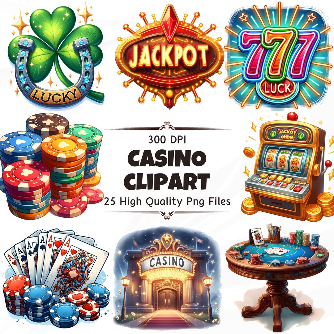 Casino Clipart Set 300 DPI, High-resolution, Transparent Background for ...